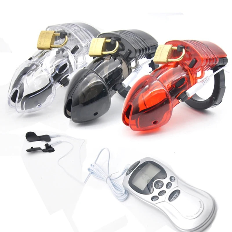 Plastic Electro Shock Male Chastity Device with Adjustable Cuff Ring ...